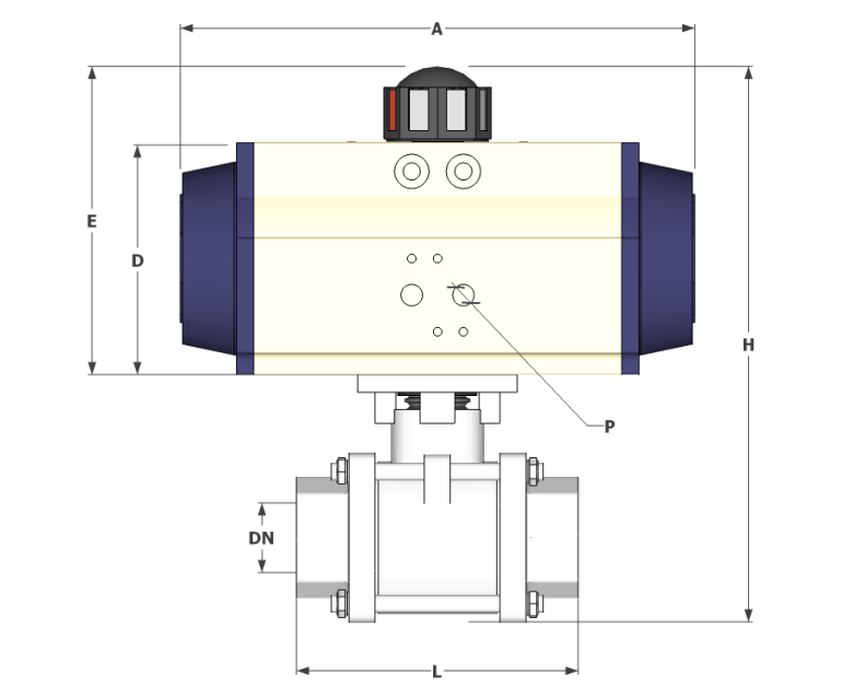 Stainless Steel Ball Valve - Air Open, Spring Close