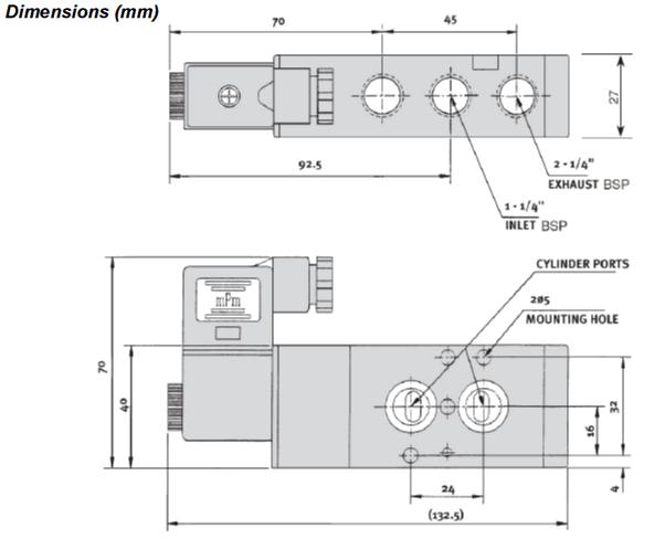 Single Solenoid Pneumatic Valve - Namur Interface for Actuator Mounting